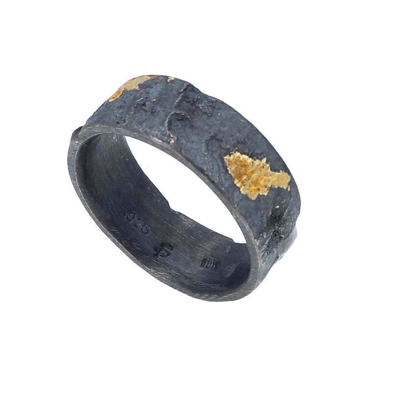Rustic Band Sterling Silver with Gold
