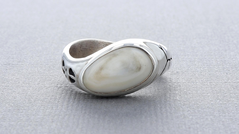Sterling Silver Unisex Elk Ivory Ring