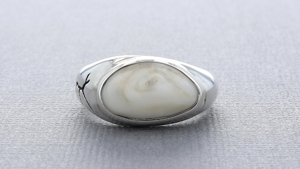 Sterling Silver Gents Elk Ivory Ring