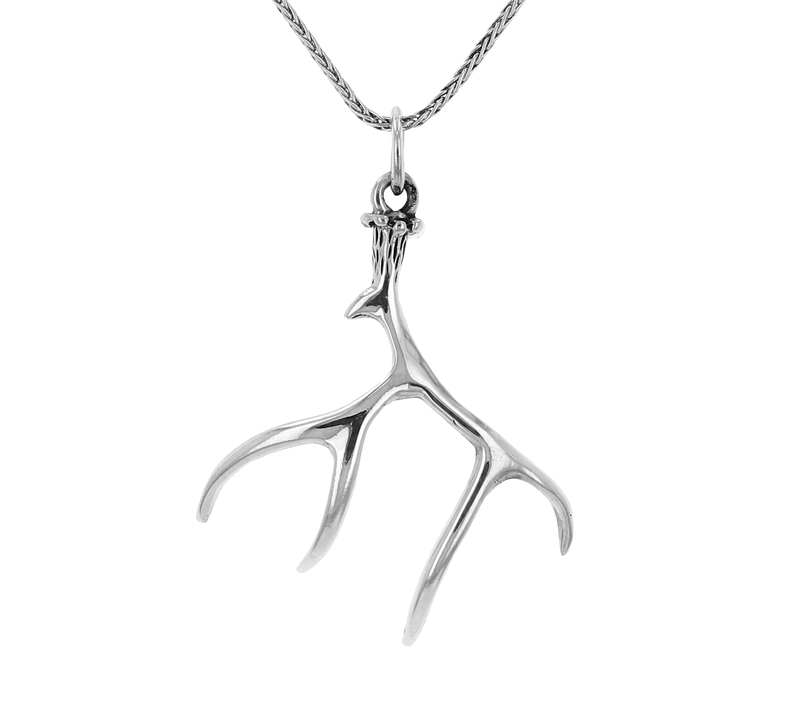 Mule Deer Antler Pendant Sterling Silver