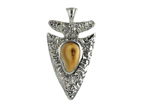 Elk Ivory Arrowhead Pendant Sterling Silver