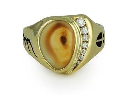 Gents Elk Ivory Ring 14K Gold