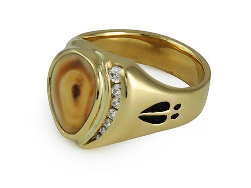 Gents Elk Ivory Ring 14K Gold